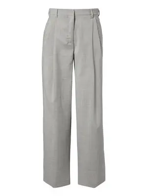 Max Mara Wide-leg Pleated Virgin Wool Pants - Grey