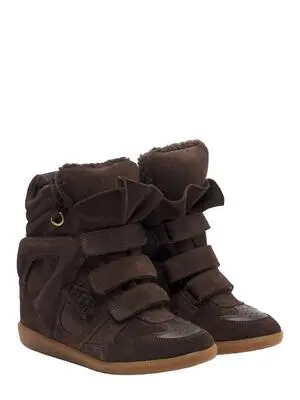 Isabel Marant Étoile Bekett Shearling-lined Suede Wedge Sneakers - Brown