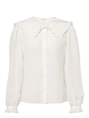 Chloé Embroidered Tie-neck Silk Georgette Blouse - White
