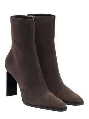 Saint Laurent Venetia Suede Ankle Boots - Brown