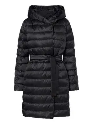 Max Mara Belted Hooded Puffer Coat - Black