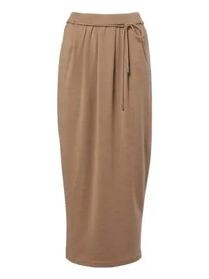 Max Mara Virgin Wool Midi Skirt - Beige