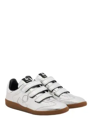 Isabel Marant Étoile Beth Metallic Leather Sneakers - Silver