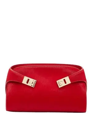 FERRAGAMO Hug Small Calf Hair Clutch - Red