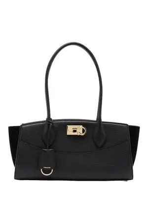 FERRAGAMO Studio East-west Small Leather Shoulder Bag - Black