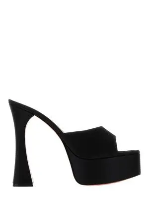 Amina Muaddi Satin Dalida Mules - Black