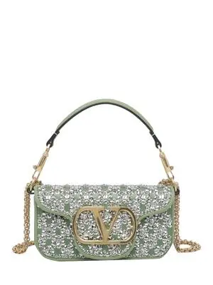 Valentino Garavani Loco' Small Embroidered Shoulder Bag - Silver