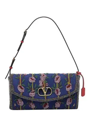 Valentino Garavani Floreal Embroidery Shoulder Bag - Blue