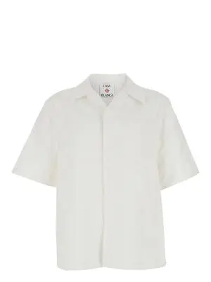 Casablanca White Bowling Shirt With Cuban Collar In Cotton - Multicolor