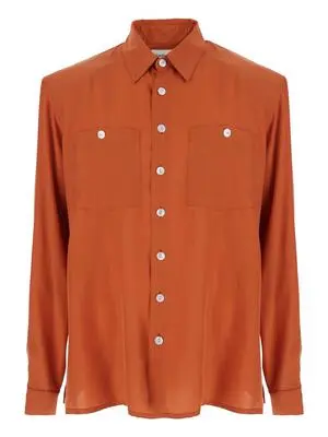 Saint Laurent Orange Silk Classic Collar Shirt For - Multicolor