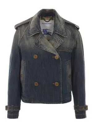 Burberry Burberry Women Burberry Women Trench Mayfair Cropped Denim Jacket Blue
