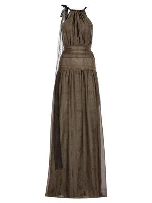 Zeynep Arçay Helen Snake-print Silk Maxi Dress - Brown