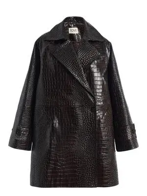 Tove Clea Embissed Leather Coat - Brown