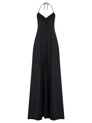Zeynep Arçay Sateen Lace Maxi Dress - Black