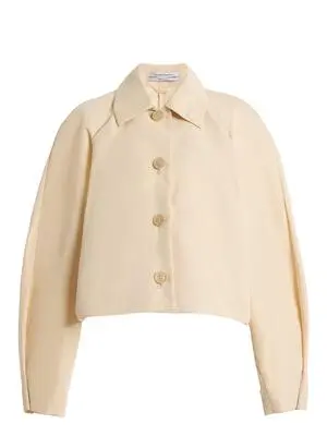 Another Tomorrow Short Balmacaan Jacket - Tan