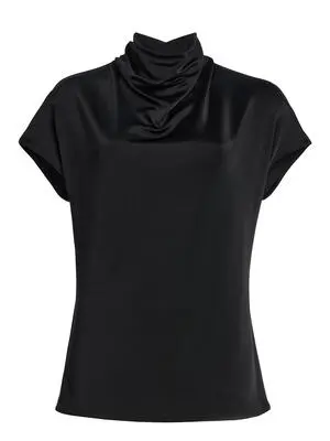 Another Tomorrow Fluid Cowl Neck Top - Black