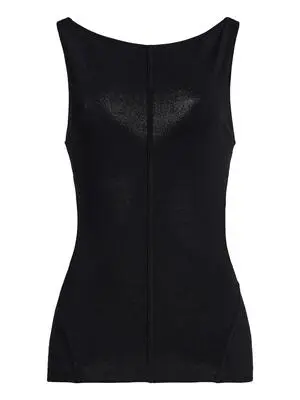Another Tomorrow Cutout Tank Top - Black