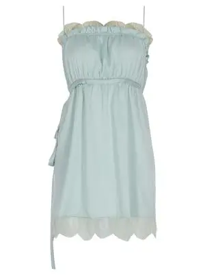 Zeynep Arçay Lace-trimmed Silk Mini Dress - Blue