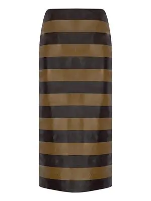 Zeynep Arçay Striped Leather Pencil Skirt - Multi