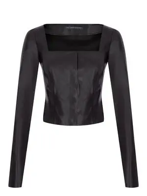 Zeynep Arçay Long-sleeve Leather Top - Black