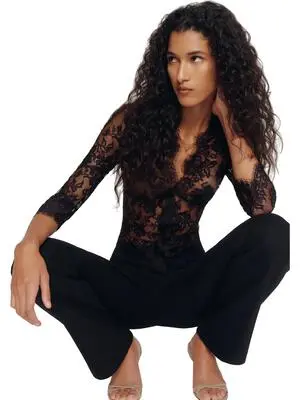 REFORMATION Acacia Top Lace - Black