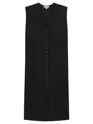 Cos Buttoned Boiled Merino Wool Dress - Black