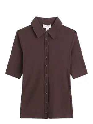 Cos Sculpted Cotton-jersey Shirt - Red
