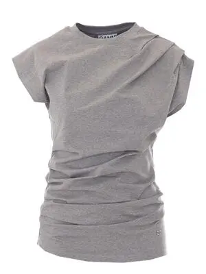 GANNI Ganni Women Heavy Draped T-Shirt Gray