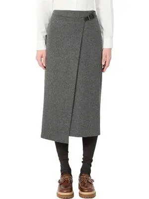 Max Mara Petali Buckle Detail Jersey Midi Skirt - Medium Grey