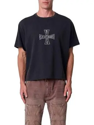 Mnml Washed La Cotton Graphic T-shirt - Black