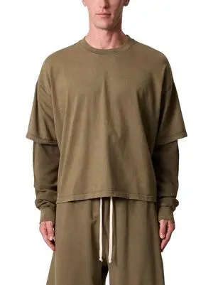Mnml Layered Thermal Long Sleeve T-shirt - Olive