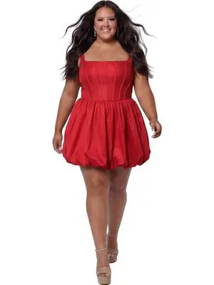 SYDNEY'S CLOSET Bubble Hem Short Homecoming Dress - Red