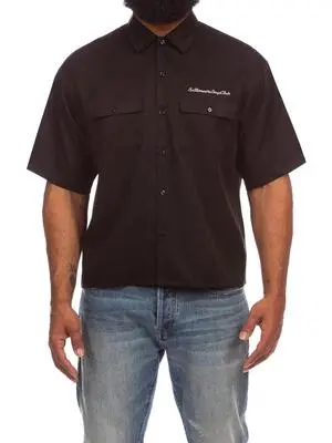 BILLIONAIRE BOYS CLUB Bb Tip Top Logo Appliqué Camp Shirt - Black
