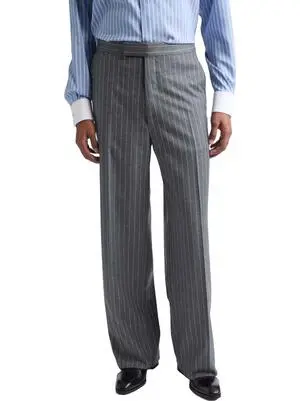 TOM FORD Pinstripe Twill Flannel Wide Leg Pants