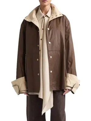Ossou Asha Coated Cotton Coat - Tobacco/rye