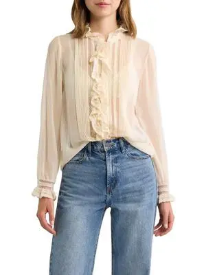 DÔEN Magdeleine Pleated Silk Top - Candlelight