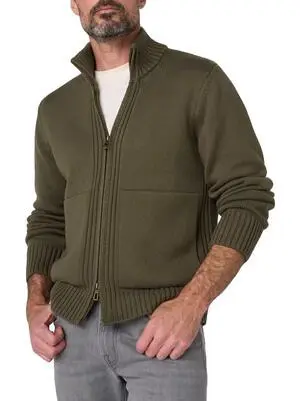 LIVERPOOL Heavyweight Cotton Blend Full Zip Sweater Olive