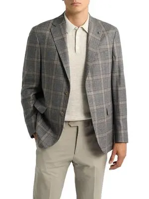 JACK VICTOR Midland Plaid Wool Sport Coat - Grey