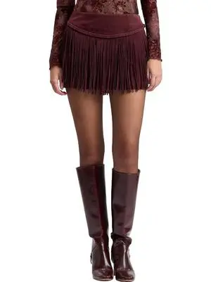 Avec Les Filles Fringe Miniskirt - Wine
