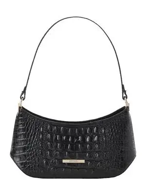 Brahmin Lilibeth Croc Embossed Leather Shoulder Bag - Black