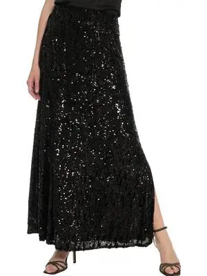 Maggy London Sequin Side Slit Skirt - Black