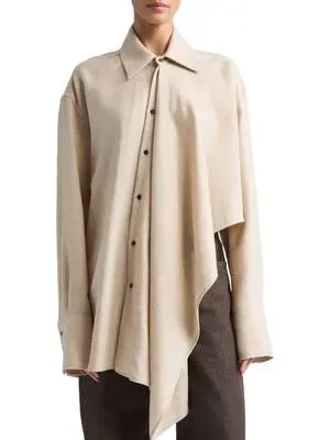 Ossou Tess Wool Asymmetric Shirt - Rye