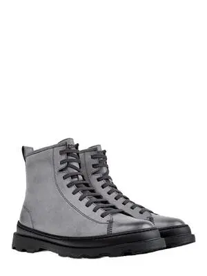 Camper Brutus Leather Lace-up Boot Medium Gray