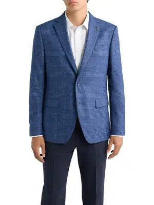 John Varvatos Bleecker Two-button Wool Blend Plaid Suit - Blue