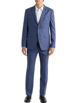 John Varvatos Bleecker Windowpane Stretch Wool Suit - Blue