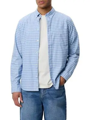 LES DEUX Check Long Sleeve Cotton Button-down Shirt - Allure