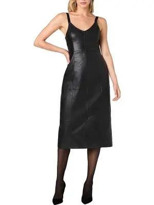 French Connection Dessa Faux Leather Strappy Dress - Black