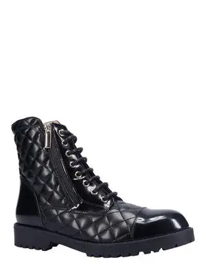 Ron White Tiffin Waterproof Quilted Leather Combat Boot - Onyx
