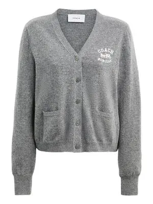 COACH Fine Cashmere Cardigan - Dark Grey