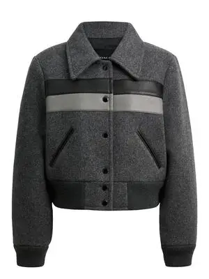 COACH Wool Leather Varsity Jacket - Gray